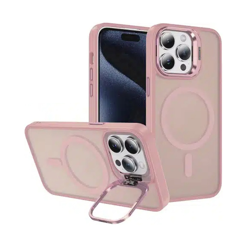 Smoke Pink Magsafe Case With Camera Lens Holder For iPhone 17 Pro - MK ...